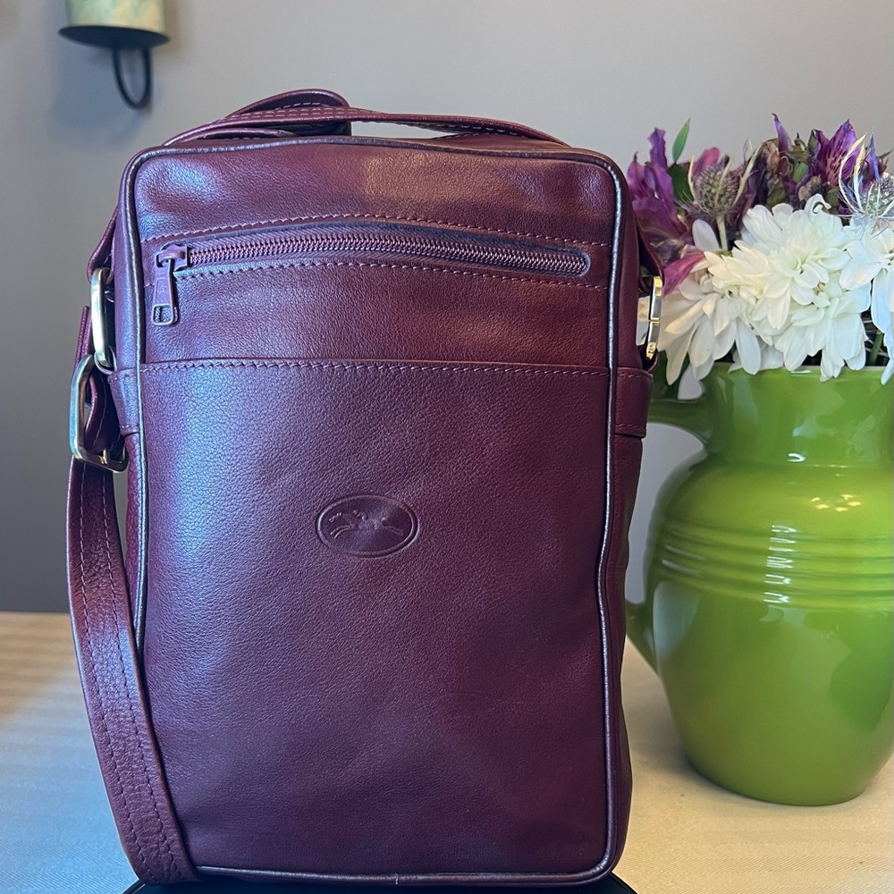 Longchamp Elegant Burgundy Leather Men's Crossbody Me… - Gem